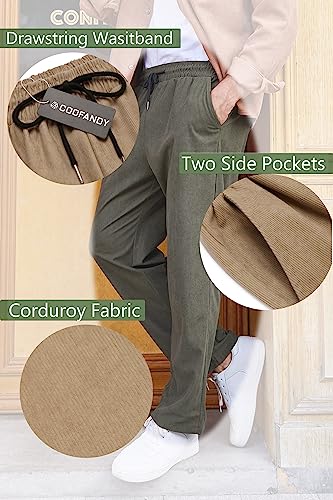 COOFANDY Men's Jogger Pants Running Hiking Drawstring Trousers Work Sweatpants Khaki