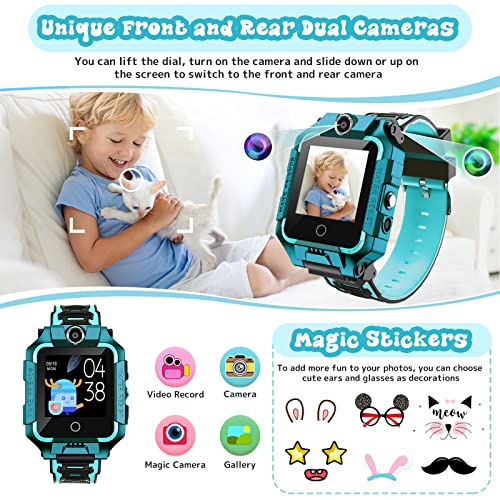 LiveGo 4G Kids Smart Watch for Boys Girls, Liftable Waterproof Safe Smartwatch Phone with 360° Rotatable GPS Tracker Calling SOS Camera WiFi for Kids Children Students Ages 3-12 Birthday Gifts