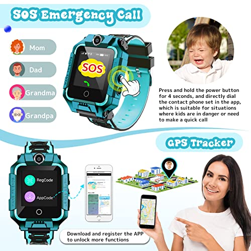 LiveGo 4G Kids Smart Watch for Boys Girls, Liftable Waterproof Safe Smartwatch Phone with 360° Rotatable GPS Tracker Calling SOS Camera WiFi for Kids Children Students Ages 3-12 Birthday Gifts