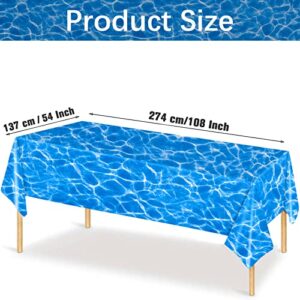 Kesfey 3 Packs Ocean Wave Tablecloths 54 x 108 Inch Water Print Table Cover Splashproof Plastic Ocean Party Table Cloths with Sea Backdrop for Beach Birthday Party Decoration Shower Supplies