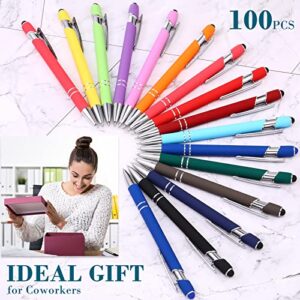 100 Pieces Stylus Pen 2 in 1 Ballpoint Pen with Stylus Tip Stylus Metal Pens Capacitive Stylus Ballpoint Pen for Touch-Screen Phone Tablet, Touchscreen Devices, Compatible with iPad iPhone Samsung