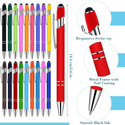 100 Pieces Stylus Pen 2 in 1 Ballpoint Pen with Stylus Tip Stylus Metal Pens Capacitive Stylus Ballpoint Pen for Touch-Screen Phone Tablet, Touchscreen Devices, Compatible with iPad iPhone Samsung