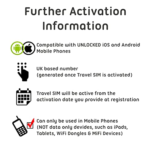 Europe UK Travel SIM Card (12 GB, 30 Days). Prepaid SIM Card w/Data & Unlimited SMS & Minutes to EU & UK Numbers. 3-in-1 Tethering/Hotspot Card. Standard, Micro, & Nano SIM Card for Unlocked Phones