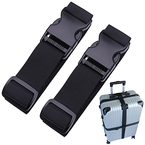 Bag Bungee for Luggage, Heavy Duty Adjustable Suitcase Belt Travel Attachment Travel Accessories for Connecting Your Luggage (Black-1)