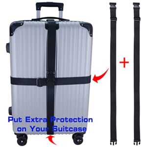 Bag Bungee for Luggage, Heavy Duty Adjustable Suitcase Belt Travel Attachment Travel Accessories for Connecting Your Luggage (Black-1)