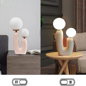 ACLBLK 2-Lights Nordic Simplicity Resin Table Lamp Post-Modern Creative Glass Desk Light G9 Bedroom Bedside Night Light for Villa Living Room Office Library Homestay Hotel Exhibition Hall