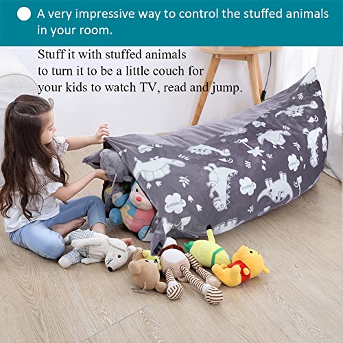 Stuffed Animal Storage Bean Bag Chair Stuffable Bean Bag Cover(No filler included) - Stuffed Animal Bean Bag Storage for Kids & Teans Super Soft and Comfortable Bean Bag Stuffed Animal Storage Extra Large -Dinosaur style