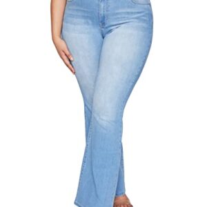 YMI Classic Essential Casual Bell Bottom Boot Cut Flared Plus Size Jeans for Women (Light wash Denim,16)