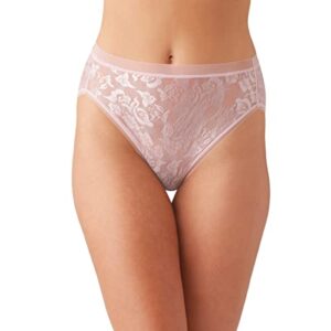 wacoal women's awareness hi-cut brief panty, pale pink, large