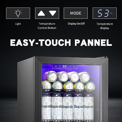 Antarctic Star Beverage Refrigerator Cooler - 125 Can Mini Fridge Soda Beer, Small Wine Champagne Cooler for Home and Bar,Small Drink Dispenser,Electronic Temperature Control,3.1Cu.Ft,Black