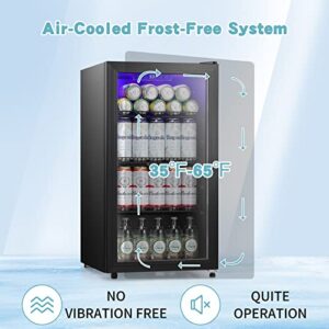 Antarctic Star Beverage Refrigerator Cooler - 125 Can Mini Fridge Soda Beer, Small Wine Champagne Cooler for Home and Bar,Small Drink Dispenser,Electronic Temperature Control,3.1Cu.Ft,Black