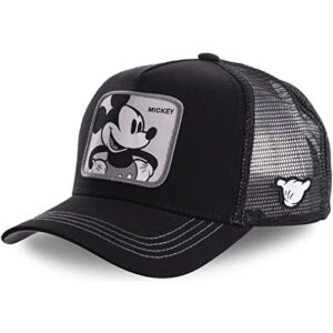 YAFUBO Cartoon Baseball Cap Men's Women's Retro Trucker Hat for Outdoor Sports Black