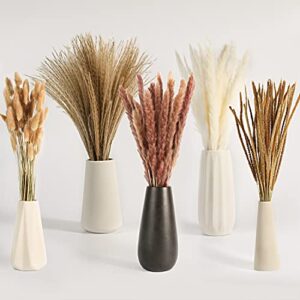 Dried Pampas Grass Decor, 120Pcs Boho Home Wedding Party Decor Dried Flowers Arrangements White & Natural Pampas Grass, Reed, Bunny Tails