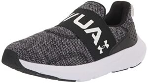 under armour men's surge 3 slip on running shoe, (001) black/black/white, 11