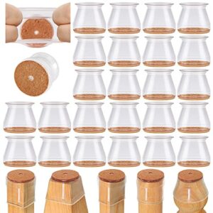 24 pcs chair leg floor protectors for hardwood floors silicone covers to protect wood tile floors felt pads furniture leg caps non slip reduce noise (large-clear)