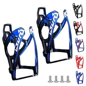 suruid bike water bottle cage, universal bike water drink holder durable ultralight plastic water bottle holder for bicycle, cycling bottle cage for mtb, road bike, mountain bike, 2 pack - black blue