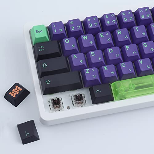 JOMKIZ PBT Keycaps,135 Keys Mecha Dye Sublimation Cherry Profile Keycaps with 7U Clear Spacebar Japanese Keycap Set for Cherry MX Switches US Layout Mechanical Keyboards