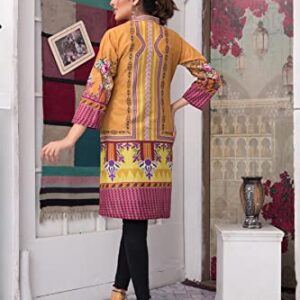 IshDeena Pakistani Kurtis for women Indian Style Cotton Tunics Womens Tops Printed Lawn (2X-Large, Musturd Yellow)