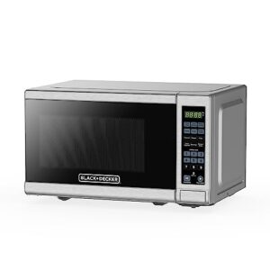 BLACK+DECKER Compact Countertop 0.7 Cu. Ft. 700-Watt Digital Microwave Oven, LED Lighting, Child Lock, Stainless Steel