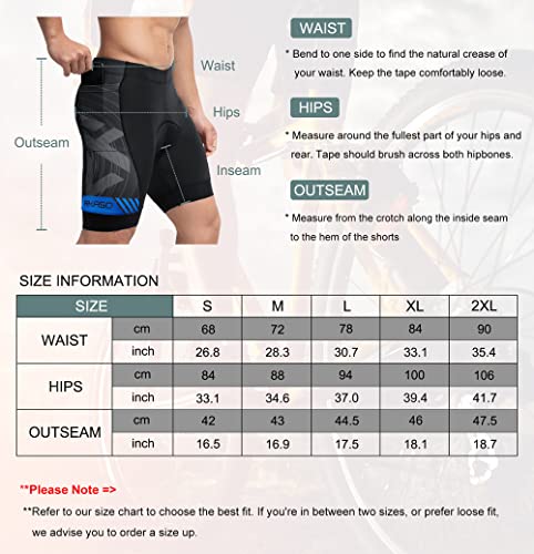 Men's Cycling Shorts 4D Padded Bike Underwear Shorts Bicycle MTB Liner Mountain Shorts for Cycle Riding Biker Blue L