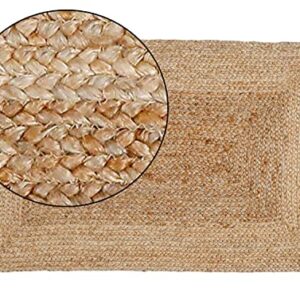 Bedding Craft Hand Woven Farmhouse 2x3 Ft Tightly Braided Chindi and Jute Rug 24x36 Natural – Reversible Durable Sustainable for Home Décor