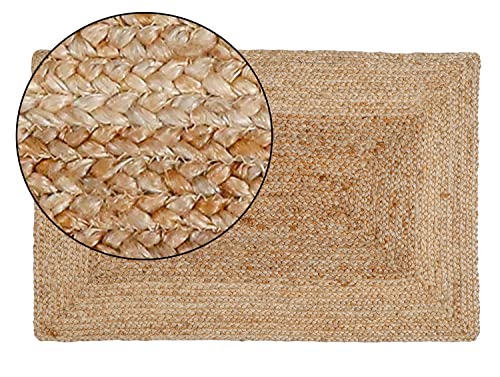 Bedding Craft Hand Woven Farmhouse 2x3 Ft Tightly Braided Chindi and Jute Rug 24x36 Natural – Reversible Durable Sustainable for Home Décor