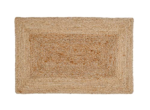 Bedding Craft Hand Woven Farmhouse 2x3 Ft Tightly Braided Chindi and Jute Rug 24x36 Natural – Reversible Durable Sustainable for Home Décor