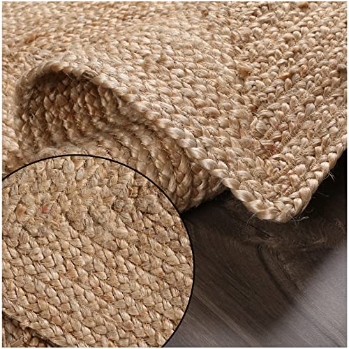 Bedding Craft Hand Woven Farmhouse 2x3 Ft Tightly Braided Chindi and Jute Rug 24x36 Natural – Reversible Durable Sustainable for Home Décor