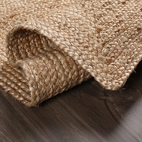 Bedding Craft Hand Woven Farmhouse 2x3 Ft Tightly Braided Chindi and Jute Rug 24x36 Natural – Reversible Durable Sustainable for Home Décor