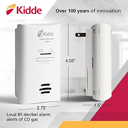 Kidde Carbon Monoxide Detector, AC Plug-in with Battery Backup, CO Alarm with Replacement Alert & Smoke Detector, Battery Powered with Test Button