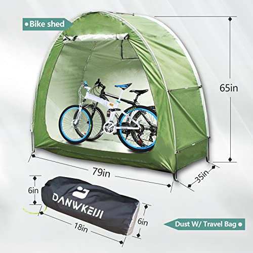 DANWKEIJI Bike Tent Storage Shed Outdoor Portable Waterproof for 2 Bike Oxford 210d Covers Side Dust Tent for Camping Hiking Yard Garden,Travel Bag (BrightGrey)