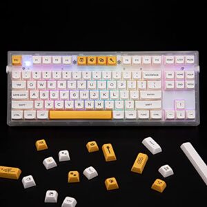 BowJian Custom Keycaps 140 Keys Set XDA Profile PBT Dye Sublimation ANSI Layout Keycaps Set for Holy Panda Gateron Kailh Cherry MX Switches Mechanical Gaming Keyboards (Milk & Bee)