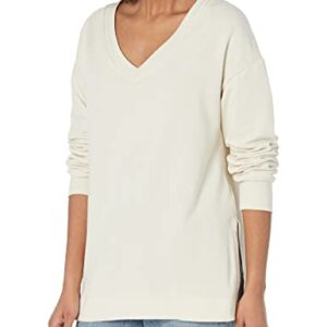 GAP womens Fleece Oversized Vneck Tunic Sweatshirt, Beach Pebble, Small US