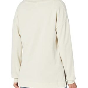 GAP womens Fleece Oversized Vneck Tunic Sweatshirt, Beach Pebble, Small US