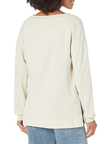 GAP womens Fleece Oversized Vneck Tunic Sweatshirt, Beach Pebble, Small US