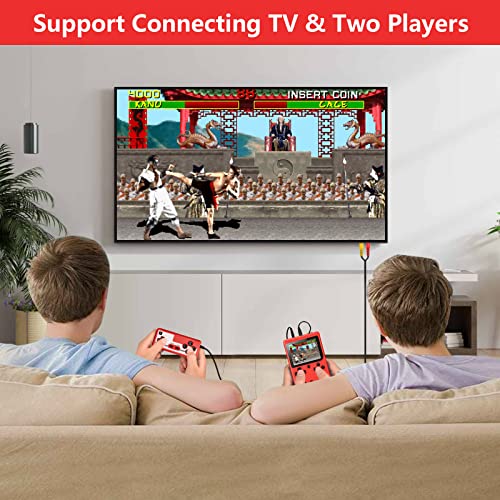 Retro Handheld Game Consoles, Portable Mini Video Game Console with 500 Classical FC Games, 3-Inch Color Screen Support for Connecting TV & Two Players (Red)