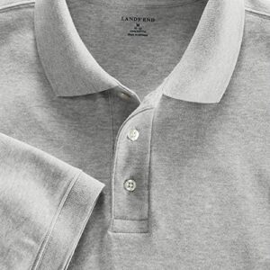 Lands' End School Uniform Kids Short Sleeve Interlock Polo Shirt Large Gray Heather