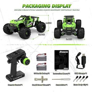 RIAARIO 1:18 RC Cars for Boys, 36 KPH High Speed Remote Control Car for Adults, All Terrain 4WD Electric Vehicle with 2.4 GHz Remote Control, Offroad Waterproof RC Trucks with 2 Rechargeable Batteries