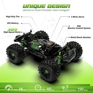 RIAARIO 1:18 RC Cars for Boys, 36 KPH High Speed Remote Control Car for Adults, All Terrain 4WD Electric Vehicle with 2.4 GHz Remote Control, Offroad Waterproof RC Trucks with 2 Rechargeable Batteries