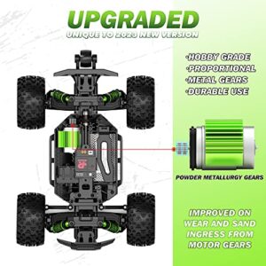 RIAARIO 1:18 RC Cars for Boys, 36 KPH High Speed Remote Control Car for Adults, All Terrain 4WD Electric Vehicle with 2.4 GHz Remote Control, Offroad Waterproof RC Trucks with 2 Rechargeable Batteries