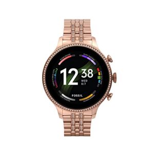 fossil women's gen 6 42mm stainless steel touchscreen smart watch, color: rose gold (model: ftw6077v) (renewed)