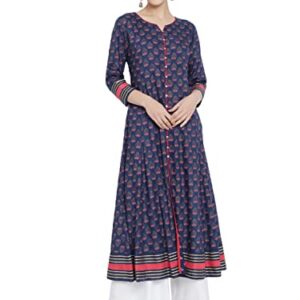 Yash Gallery Women's Plus Size Floral Printed Anarkali kurta (Blue)