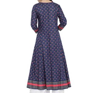 Yash Gallery Women's Plus Size Floral Printed Anarkali kurta (Blue)