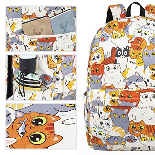 LI-LOVE Backpack with 16 inch Laptop Compartment Cute Cat Backpacks for Boys Girls Adults Teens Middle School College High School Student Bookbags Travel Camping Hiking Waterproof Book Bag Back Pack