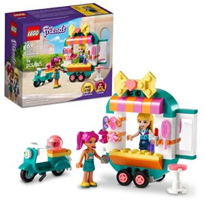 lego friends mobile fashion boutique shop and hair salon playset 41719, creative toy for kids, girls and boys 6 plus years old with stephanie mini-doll