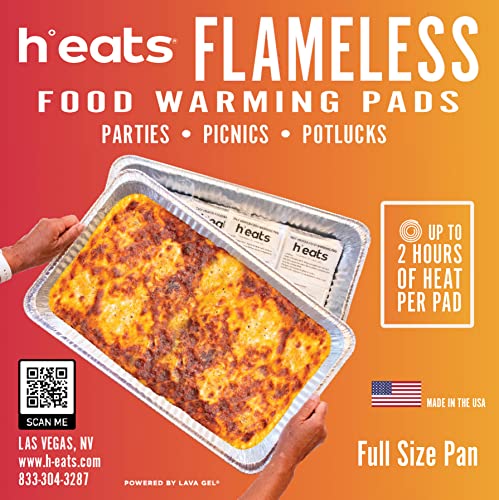 Heats Food Warming Pads | Full Pan Water Activated Disposable Food Warmers for Parties | Used w/ Chafing Dish, Aluminum Pans, Foil Trays, Buffet Kit, Kitchen Accessories (Pans NOT Included) | 6 Pack