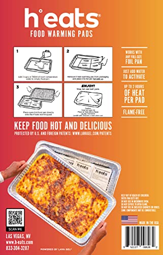 Heats Food Warming Pads | Full Pan Water Activated Disposable Food Warmers for Parties | Used w/ Chafing Dish, Aluminum Pans, Foil Trays, Buffet Kit, Kitchen Accessories (Pans NOT Included) | 6 Pack