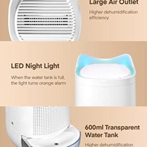 ZZWW Small Dehumidifier, Quiet Mini Dehumidifier 220 Sq.Ft (20oz Water Tank), Portable Dehumidifier for Bedroom, Bathroom, Closet White