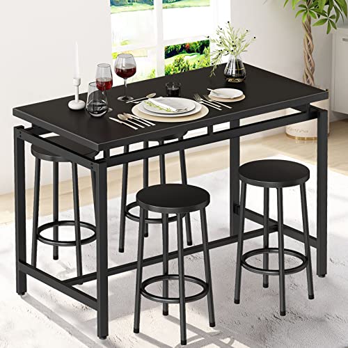 DKLGG Dining Table Set for 4/Bar Table Set, Kitchen Table with 4 Chairs for Living Room, Table and Chairs Dining Set 4 Piece Set for Bar, Pub, Apartment, Restaurant