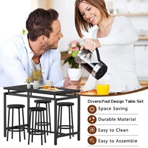 DKLGG Dining Table Set for 4/Bar Table Set, Kitchen Table with 4 Chairs for Living Room, Table and Chairs Dining Set 4 Piece Set for Bar, Pub, Apartment, Restaurant